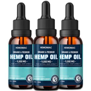 (3 pack) hemp oil high potency - maximum strength natural hemp drops organic tincture with vegan, non-gmo - grown & made in usa