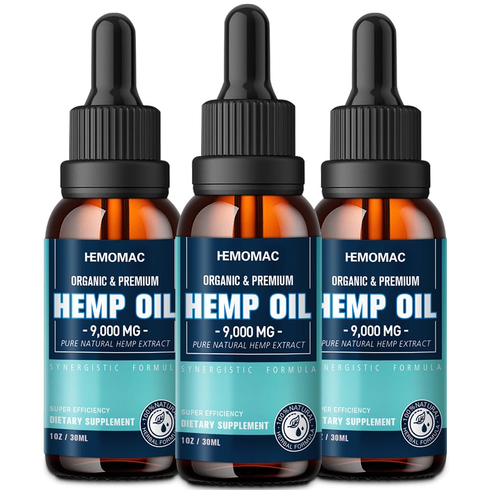 (3 Pack) Hemp Oil High Potency - Maximum Strength Natural Hemp Drops Organic Tincture with Vegan, Non-GMO - Grown & Made in USA