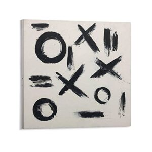 hand-painted abstract oil painting black and white tic tac toe home kitchen livingroom wall painting home decor20x20inch(50x50cm)