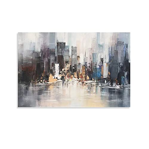 BGN 100% Hand Painted Oil Painting Abstract CityscapeHandmade Modern Acrylic Artwork Texture Painting Original Paintings Canvas Wall Art24x36inch(60x90cm)