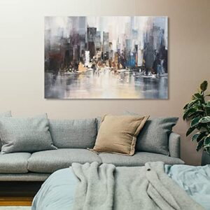 BGN 100% Hand Painted Oil Painting Abstract CityscapeHandmade Modern Acrylic Artwork Texture Painting Original Paintings Canvas Wall Art24x36inch(60x90cm)