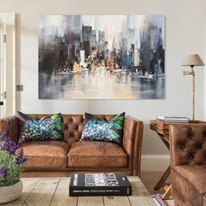 BGN 100% Hand Painted Oil Painting Abstract CityscapeHandmade Modern Acrylic Artwork Texture Painting Original Paintings Canvas Wall Art24x36inch(60x90cm)