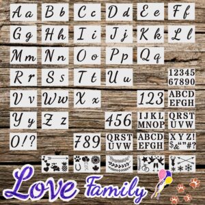 40 pcs letters and number stencils kit, 3 inch calligraphy reusable plastic alphabet templates for diy wood sign cake painting invitation art craft