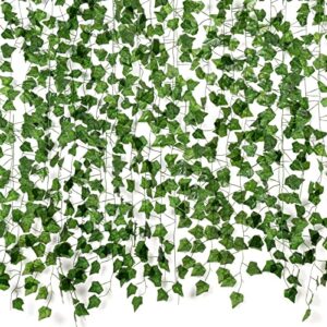 artkaike fake vines for room decor(12 pack 84 feet) aesthetic artificial plant ivy leaves hanging greenery garlands for home bedroom wall wedding party decor