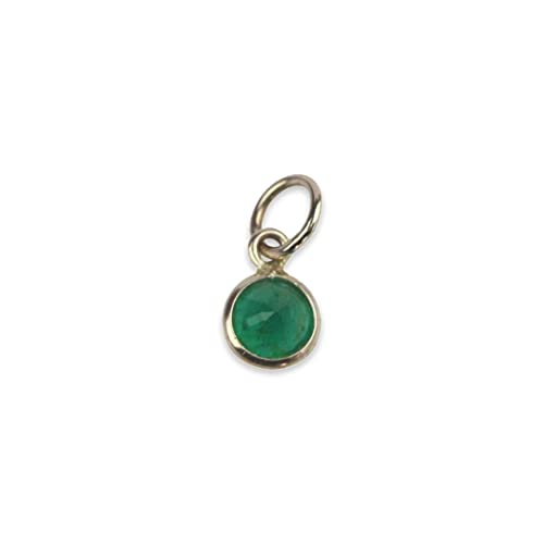 Emerald (Natural) Charm 4mm Round Handmade In 14K Yellow Gold 0.22 Carats