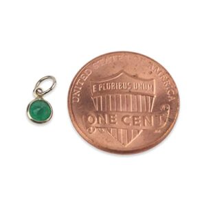 Emerald (Natural) Charm 4mm Round Handmade In 14K Yellow Gold 0.22 Carats