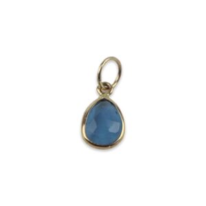 london blue topaz rose cut charm 7x6 irregular shape handmade in 14k yellow gold 0.85 carats