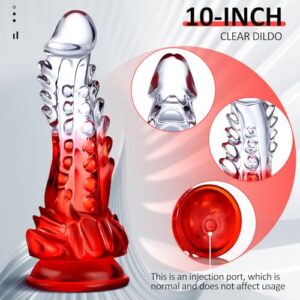 Clear Monster Dildos Sex Toy- 8.8 Inch Realistic G-spot Dildo with Suction Cup for Hand-Free Play, Huge Monster Penis, Big Dildo Adult Sex Toys for Women Men and Couples