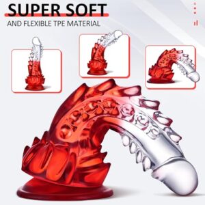 Clear Monster Dildos Sex Toy- 8.8 Inch Realistic G-spot Dildo with Suction Cup for Hand-Free Play, Huge Monster Penis, Big Dildo Adult Sex Toys for Women Men and Couples