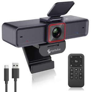 angetube 4k ai webcam: ai-trackig web camera dual ai noise-cancelling microphones - hdr-enabled, usb 3.0, remote control, sony_sensor, adjutable field of view, work with teams, zoom, webex