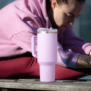 COKTIK 40 oz Tumbler With Handle and Straw Lid, 2-in-1 Lid (Straw/Flip), Vacuum Insulated Travel Mug Stainless Steel Tumbler for Hot and Cold Beverages,Easy to Clean (Lavender Purple)