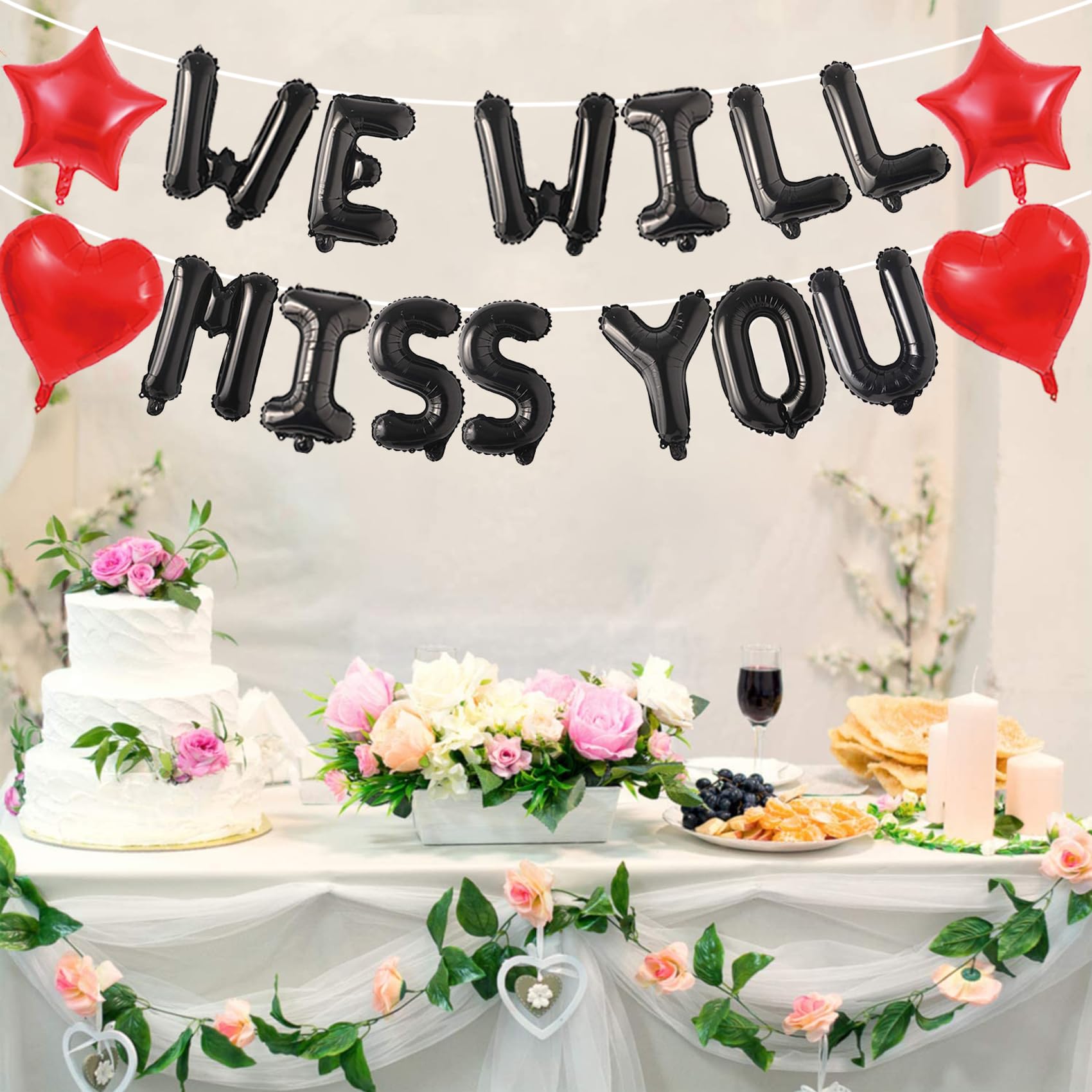 Stcomart We Will Miss You Balloons Banner Decorations Kit,Retirement Farewell Party Decorations, Black