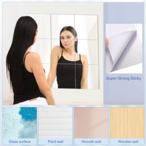 Tuanse 80 Pcs Flexible Plastic Mirror Sheets, Self-Adhesive, Rectangular, 6 x 6 Inch, for Home Decoration