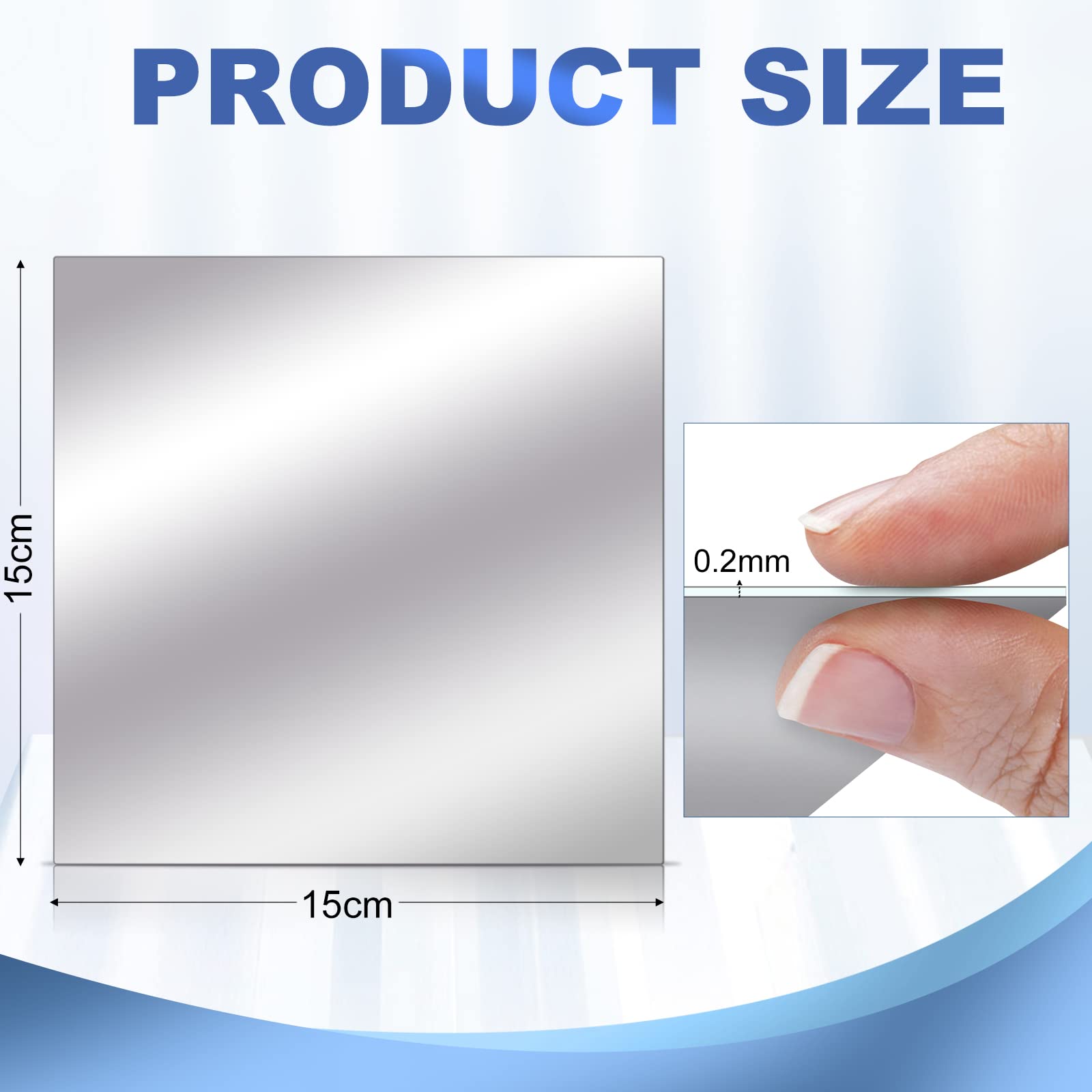 Tuanse 80 Pcs Flexible Plastic Mirror Sheets, Self-Adhesive, Rectangular, 6 x 6 Inch, for Home Decoration