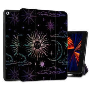 dongke case compatible with ipad 10.2 inch 2021 2020 2019 ipad 9th/8th/7th generation with pencil holder, slim stand protective case with soft tpu back, auto sleep/wake cover, sun & moon