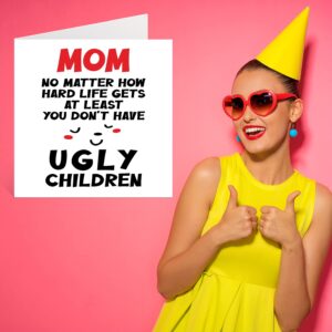 Stuff4 Funny Birthday Cards for Mom - Mom Ugly Children - Joke Happy Birthday Card for Mom from Daughter Son, Mother Birthday Gifts, 5.7 x 5.7 Inch Mother's Day Greeting Cards for Mama Mum Mam Mammy