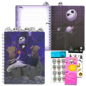 nightmare before christmas journal set - bundle with jack skellington notebook, nightmare before christmas stickers, and more for kids adults