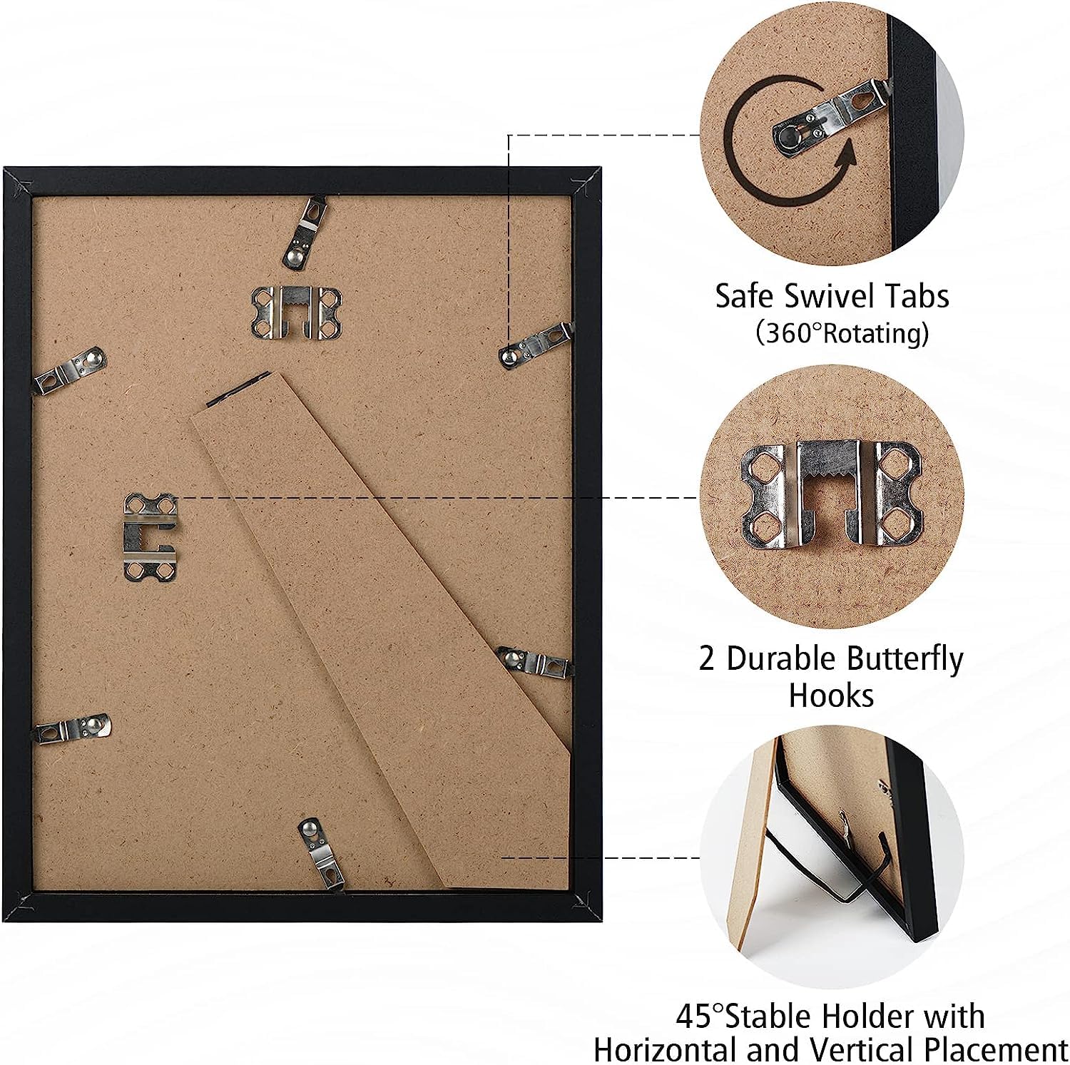 HappyHapi Document Frame, Certificate Frame 8.5 x 11 Multi-Pack, Diploma Frame 5 Pack, 8.5x11 Picture Frame Display Horizontal and Vertical for Wall and Tabletop