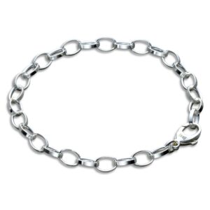 oval link charm bracelet in 925 sterling silver (7.0, rhodium plated sterling silver)