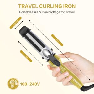 1 1/4 Inch Curling Iron 10 Inch Length Travel Curling Iron Mini with 3 Temperatures, Dual Voltage & Rapid Heating Small Titanium Curling Wand