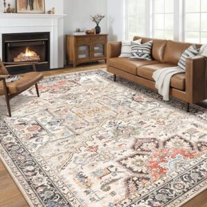 homewill 8x10 area rugs for living room bedroom nursery, large carpet ultra thin soft washable oriental vintage floral distressed rug big indoor carpets for room dorm home decor aesthetic - multi