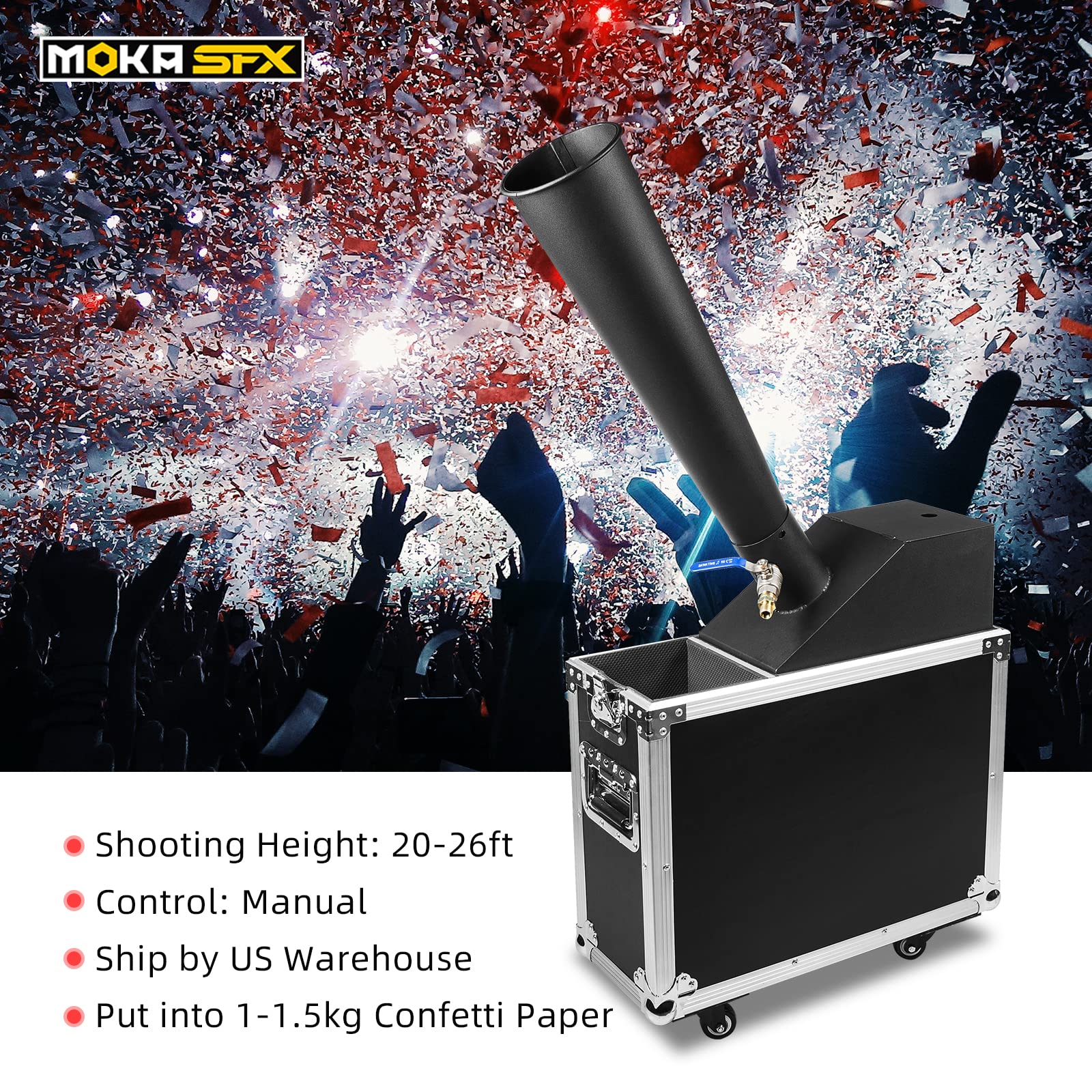 MOKA SFX CO2 Confetti Cannon Machine with Flight Case for Wedding Party Stage Nightclub