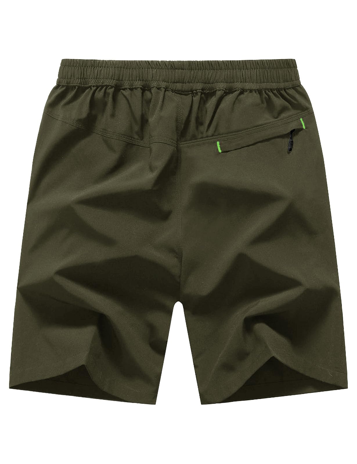 TBMPOY Men's Hiking Running 7" Shorts with Pockets Athletic Outdoor Sports Gym Running Short Zipper Pockets Army Green/Green L