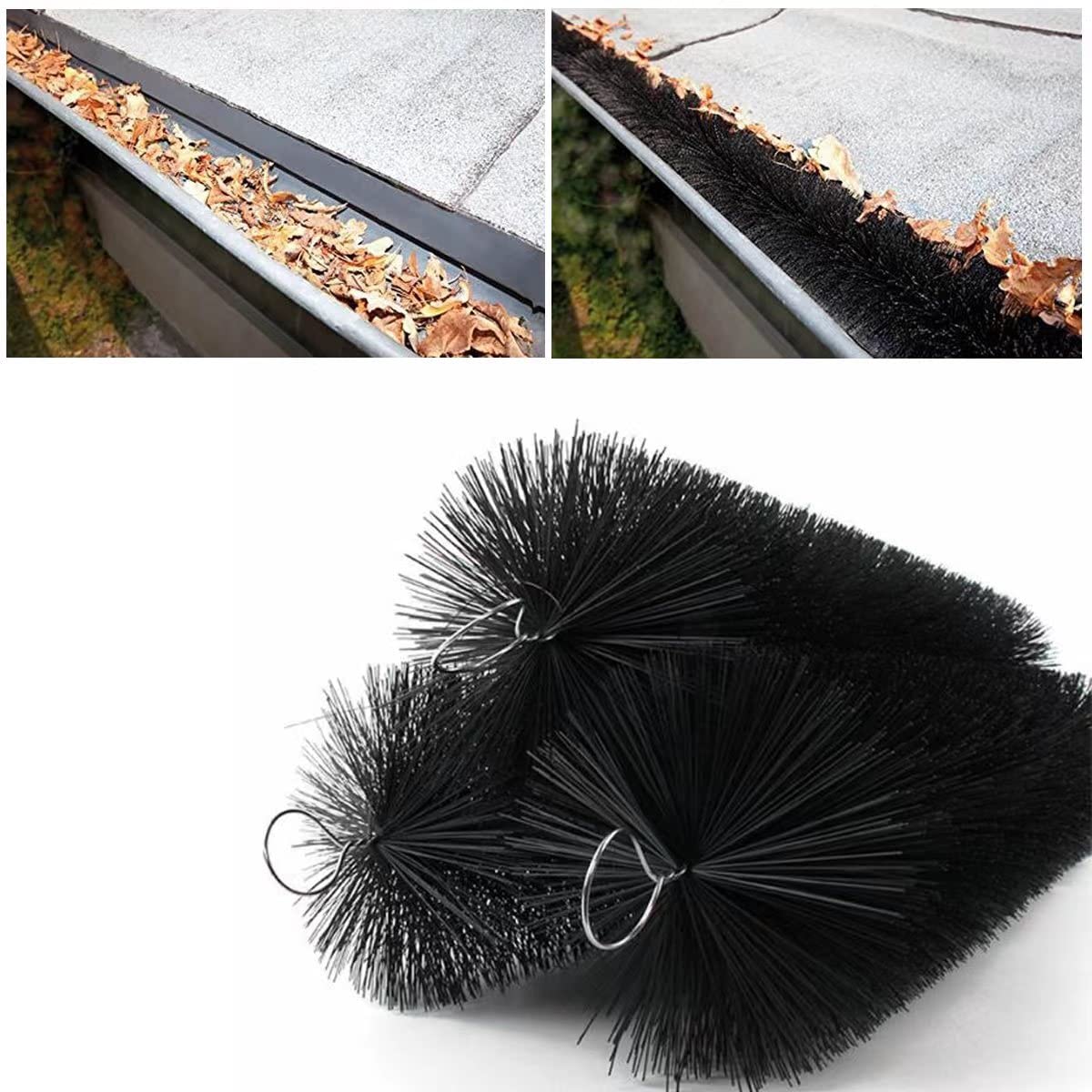 Roof Gutter Anti Blocking Brush To Prevent Fallen leaves From Clogging The Gutter, Tiameter 4.33 inch, Length 16ft