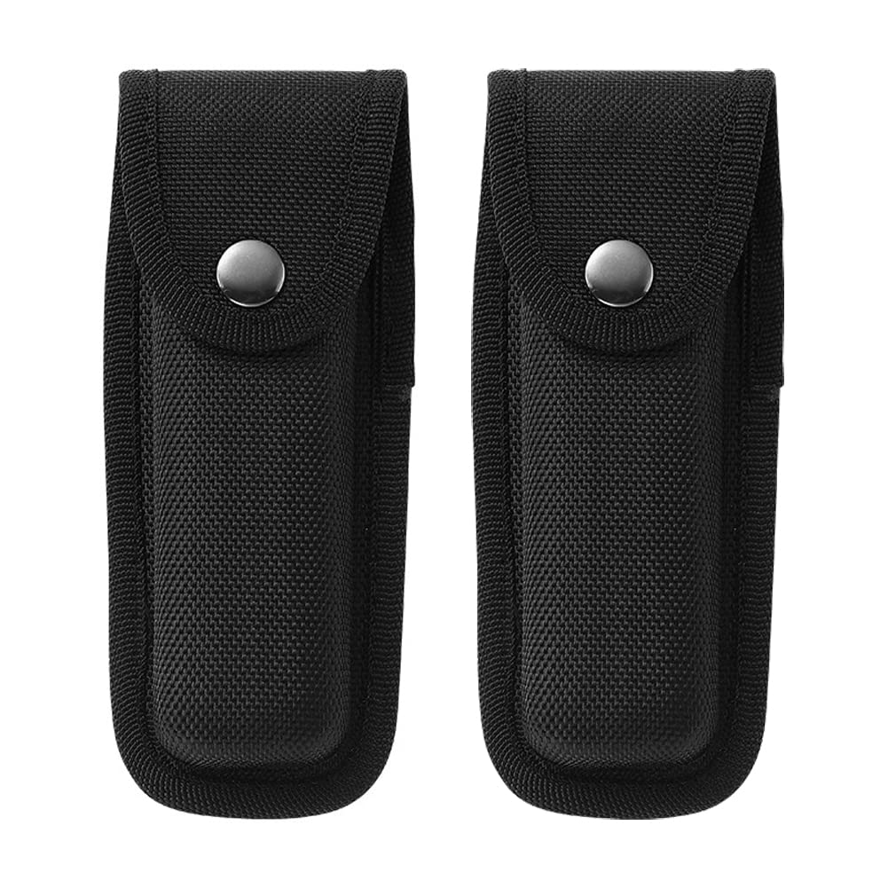 2 Pieces Pocket Knife Sheath Folding Knife Case Knife Holster Pocket Knife Case Folding Knife Pouch Folding Knife Sheath with Belt Loop(Black, L)