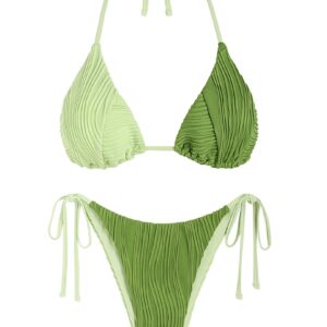 ZAFUL Womens Two Piece Swimsuit Sexy Triangle Bikini Sets Halter Backless High Cut Low Waisted Bathing Suits Green XL