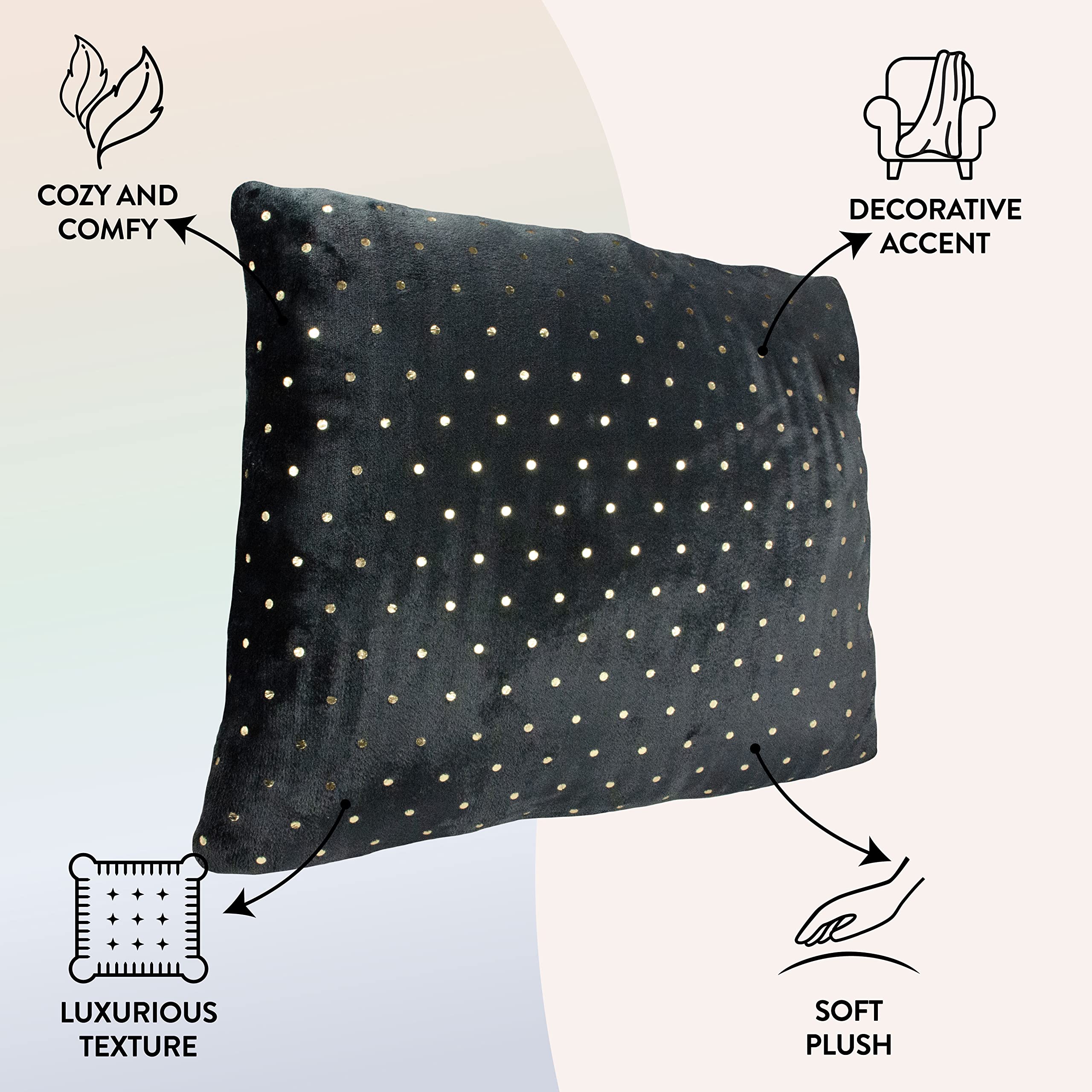 Urban Lifestyle Gold Foil Jumbo Pillow, Black