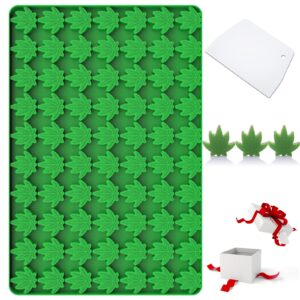 marijuana cannabis hemp leaf silicone molds with 70 cavities shaped for pot chocolate candy gummy, with baking scraper