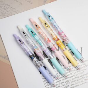 JieJiefa 6Pcs Cartoon Cat Ballpoint Pens Kitty Cute Anime Gel Pen Black Ink 0.5mm Kawaii School Supplies Gifts for Girls Women Teens