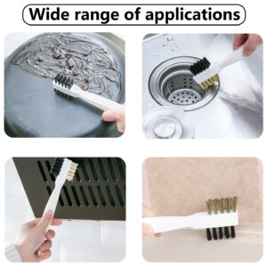 Deep Gas Stove Wire Brushes 4-in-1 Metal Kitchen Cleaning Wire Brush Small Brass/Nylon Brushes for Cleaning Gas Stove Range Hood Pot Pan Paint/Rust/Dirt