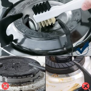 Deep Gas Stove Wire Brushes 4-in-1 Metal Kitchen Cleaning Wire Brush Small Brass/Nylon Brushes for Cleaning Gas Stove Range Hood Pot Pan Paint/Rust/Dirt