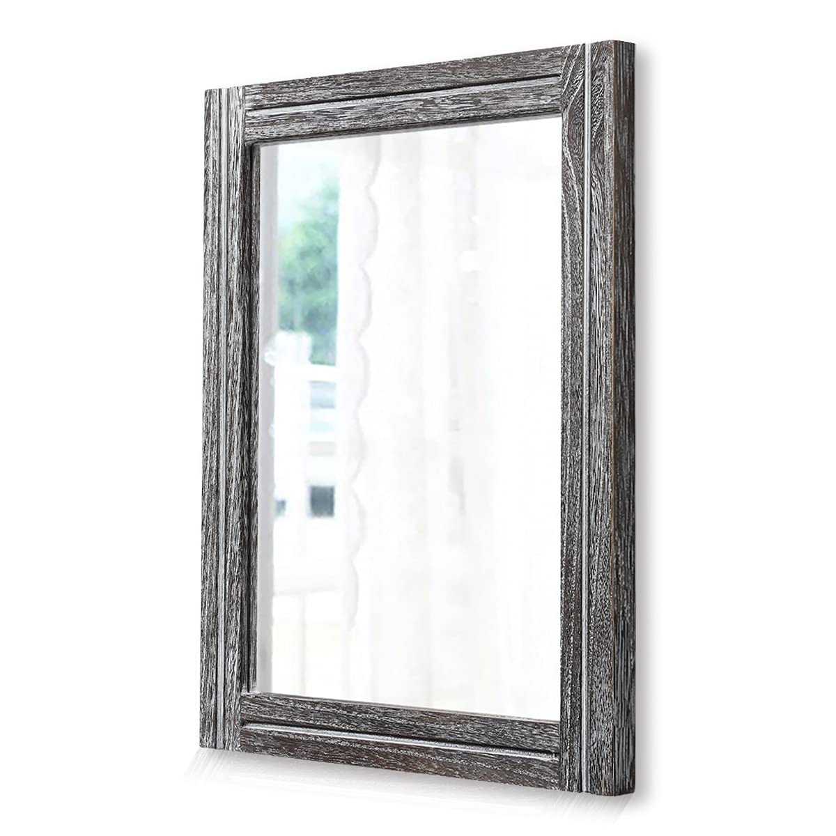 AAZZKANG Rustic Mirror Wood Framed Wall Mirror 20"x16" Rectangle Decorative Bedroom Bathroom Farmhouse Mirror