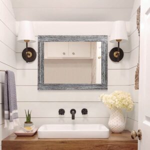 AAZZKANG Rustic Mirror Wood Framed Wall Mirror 20"x16" Rectangle Decorative Bedroom Bathroom Farmhouse Mirror