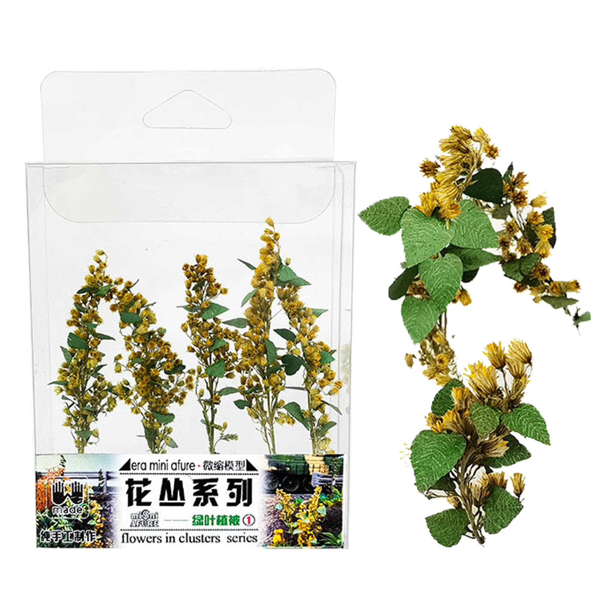 Cayway Flower Vegetation Groups Grass Tufts Set Yellow Flower Cluster Model Miniature Static Scenery Model for DIY Architecture Building Garden Scenery Landscape