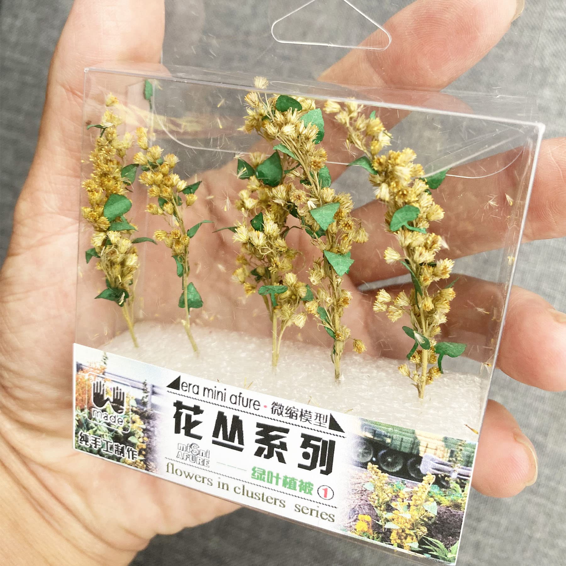 Cayway Flower Vegetation Groups Grass Tufts Set Yellow Flower Cluster Model Miniature Static Scenery Model for DIY Architecture Building Garden Scenery Landscape