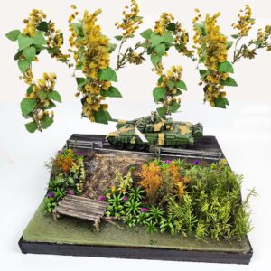 Cayway Flower Vegetation Groups Grass Tufts Set Yellow Flower Cluster Model Miniature Static Scenery Model for DIY Architecture Building Garden Scenery Landscape