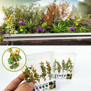 Cayway Flower Vegetation Groups Grass Tufts Set Yellow Flower Cluster Model Miniature Static Scenery Model for DIY Architecture Building Garden Scenery Landscape