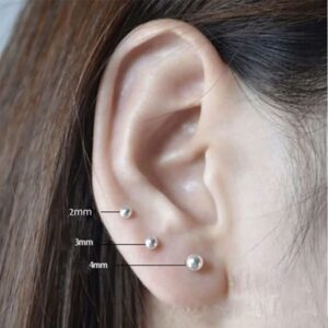 Flat Screw Back Ball Stud Earrings for Women, Tiny 3mm Ball Earrings with Confortable Flatback for Cartilage Helix Tragus Lobe Piercing (3mm Ball,Gold)