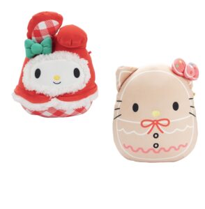 squishmallows 8-inch hello kitty & my melody 2 pack - official jazwares plush - collectible soft & squishy stuffed animal toy - add to your squad - gift for kids, girls & boys