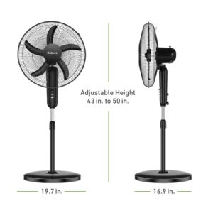 HOLMES 18" Stand Fan, 75° Oscillation, 3 Speeds, 5 Blades, Adjustable Height, 25° Head Tilt, Ideal for Home, Bedroom or Office, Black