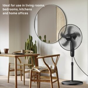 HOLMES 18" Stand Fan, 75° Oscillation, 3 Speeds, 5 Blades, Adjustable Height, 25° Head Tilt, Ideal for Home, Bedroom or Office, Black