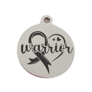 warrior cancer ribbon | laser engraved charm | stainless steel | awareness | survivor | jewelry making