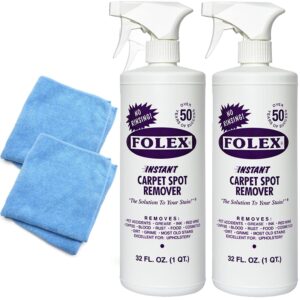 black swan distributors - 2 folex instant carpet spot removers (32 oz) & reusable microfiber cleaning cloths (15x15 in) - household stain treater kit