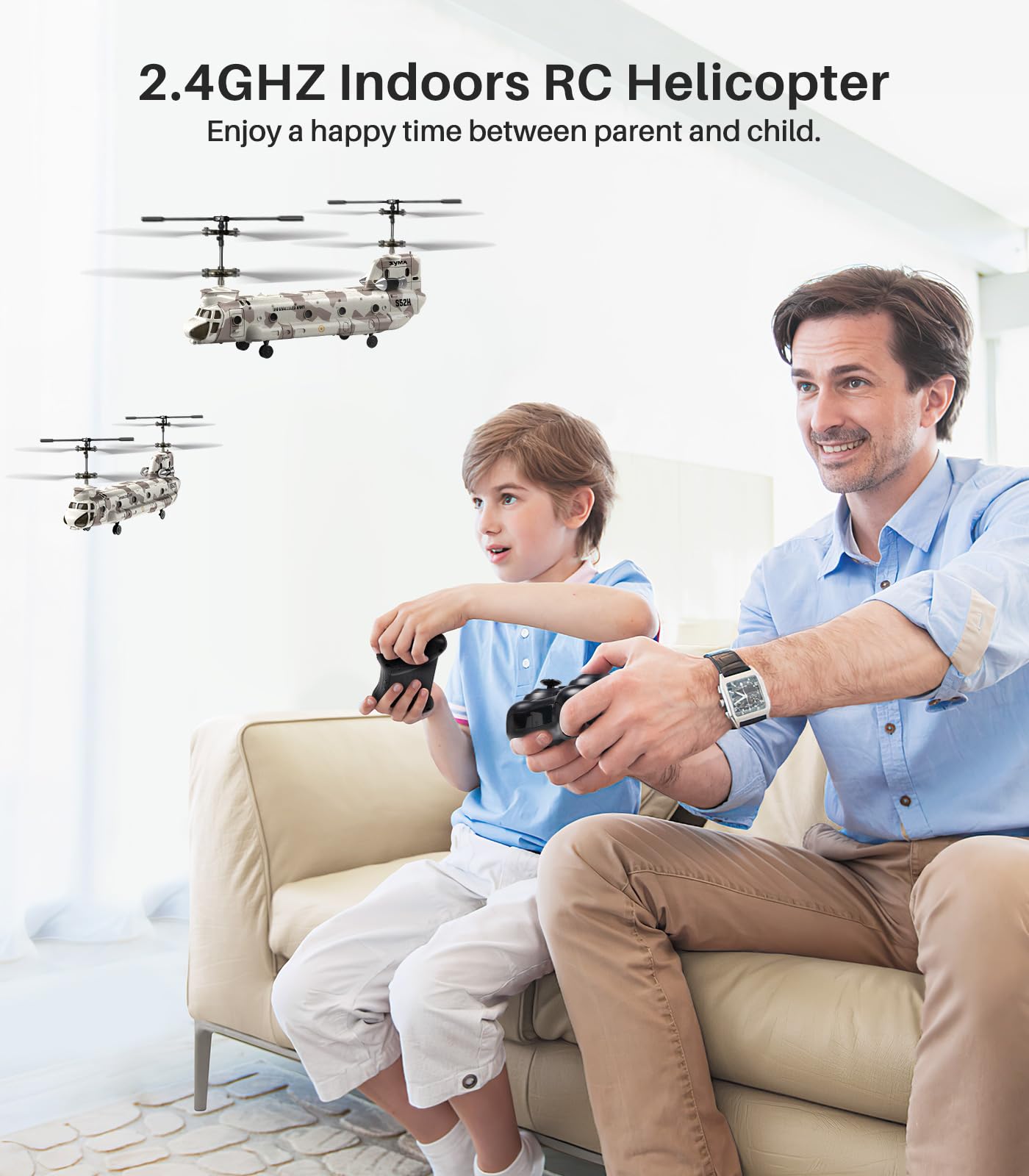 SYMA Remote Control Helicopter, S52H Military Transport RC Helicopter with Altitude Hold, One Key take Off/Landing, LED Light, Low Battery Reminder, Army Helicopter Toys for Kids and Military Fans