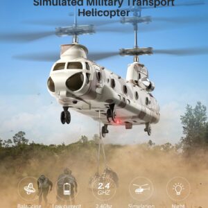 SYMA Remote Control Helicopter, S52H Military Transport RC Helicopter with Altitude Hold, One Key take Off/Landing, LED Light, Low Battery Reminder, Army Helicopter Toys for Kids and Military Fans