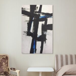 Hand Painted Abstract Black and White Oil Painting Textured Impressionist Palette Art Bedroom Bathroom Office Bar Wall Decor Paintings16x24inch(40x60cm)